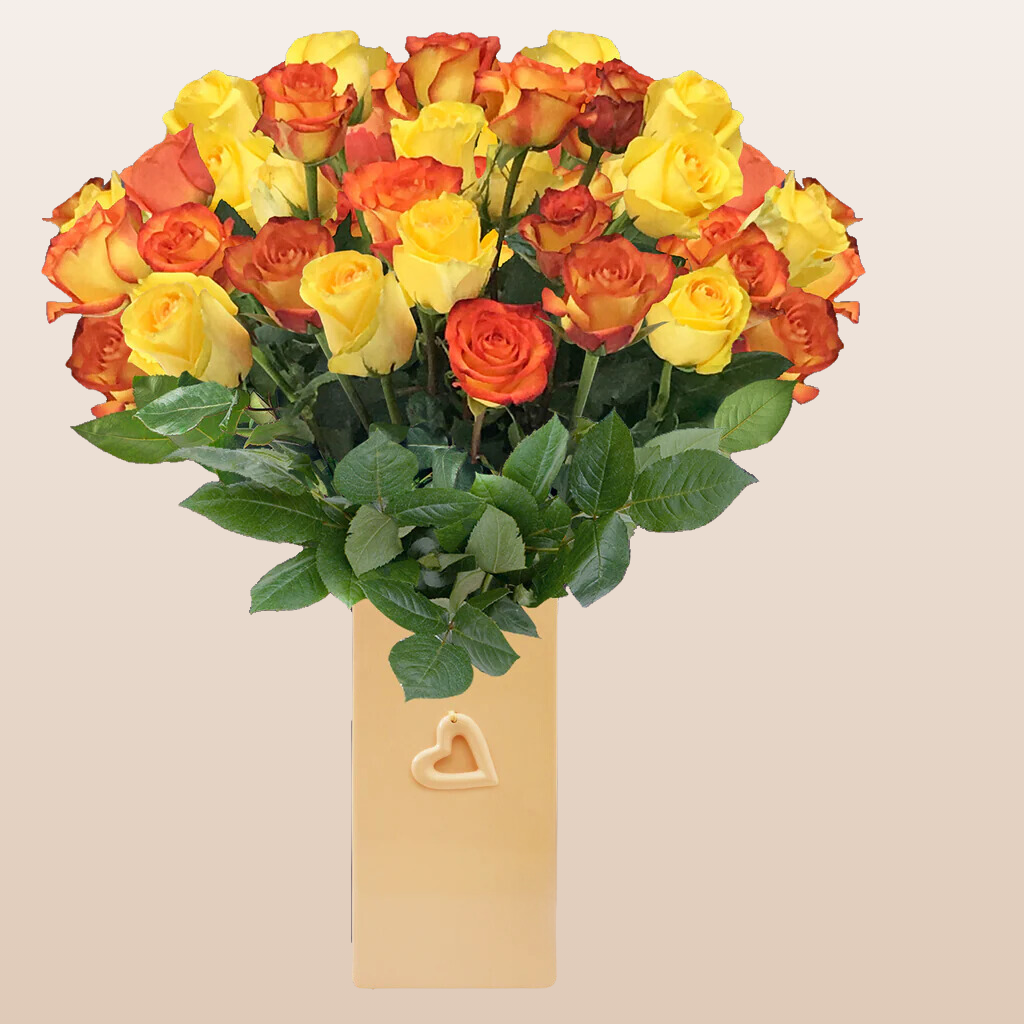 Yellow & Bicolor Roses 50cm - EbloomsDirect