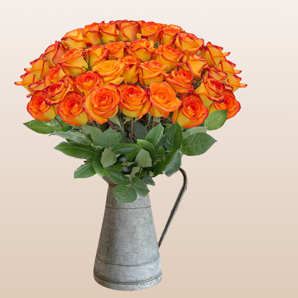 Bicolor Yellow/Orange Roses - EbloomsDirect